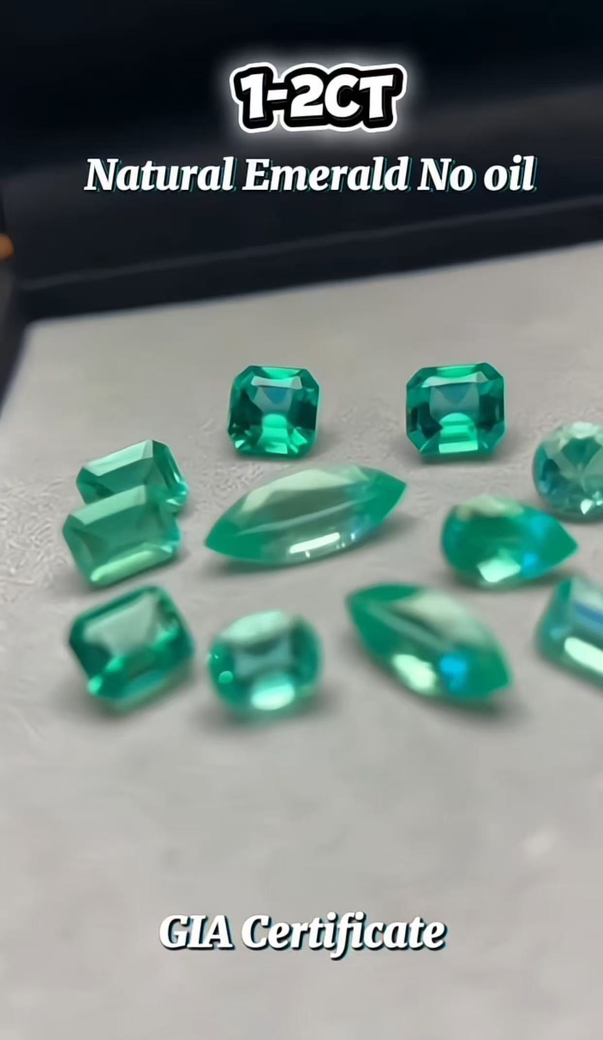 1–2ct Natural Emeralds No Oil Treatment Pure green brilliance in its m ...