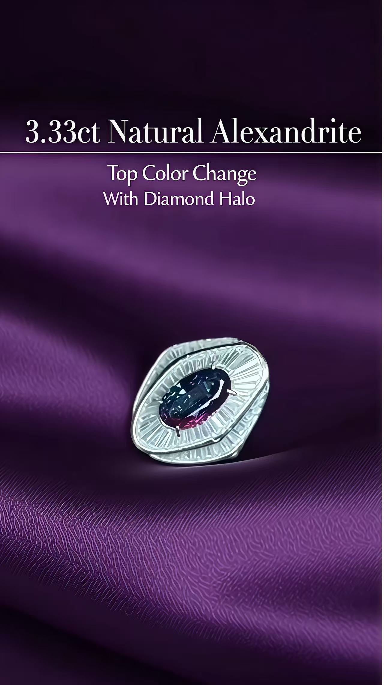 3.33ct Natural Alexandrite with an exceptional top color change and co ...