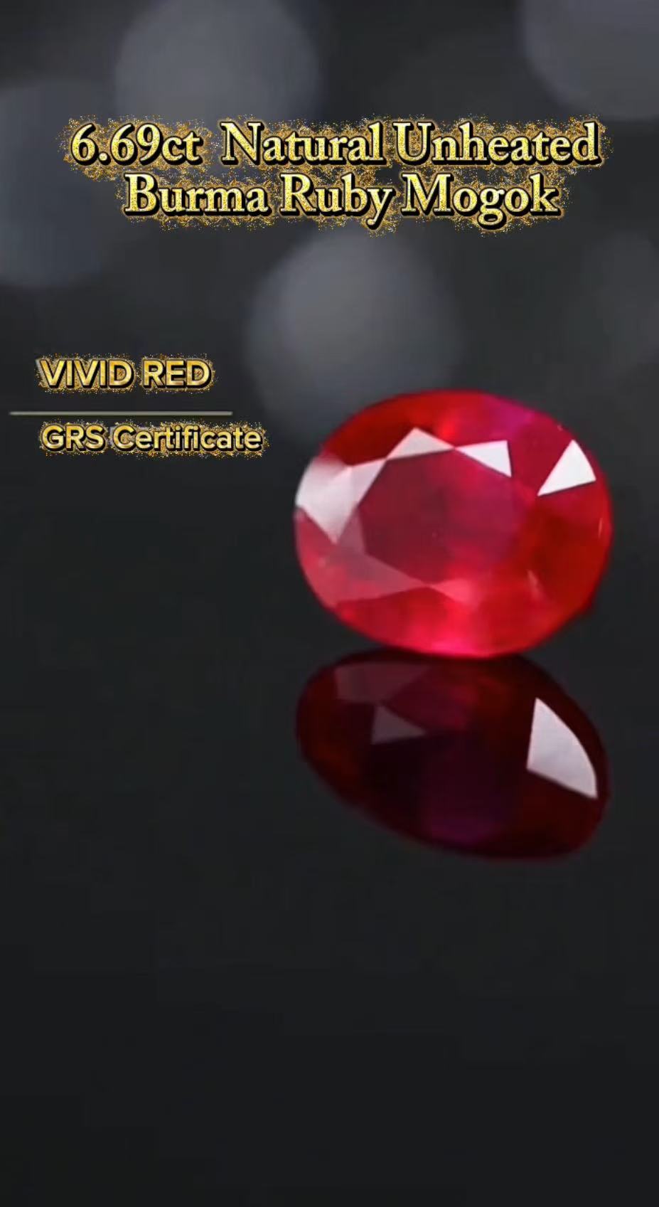 6.69ct Natural Mogok Ruby Unheated GRS Certified Sourced from Mogok, M ...